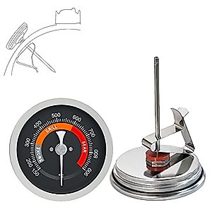 Grill Smoker Temperature Gauge Replacement with 3.3" Large Face, 150-900°F,Waterproof No-Fog Glass Lens – Replacement for a Variety of Different Grill Thermometer Such as Big Green Egg (Black)