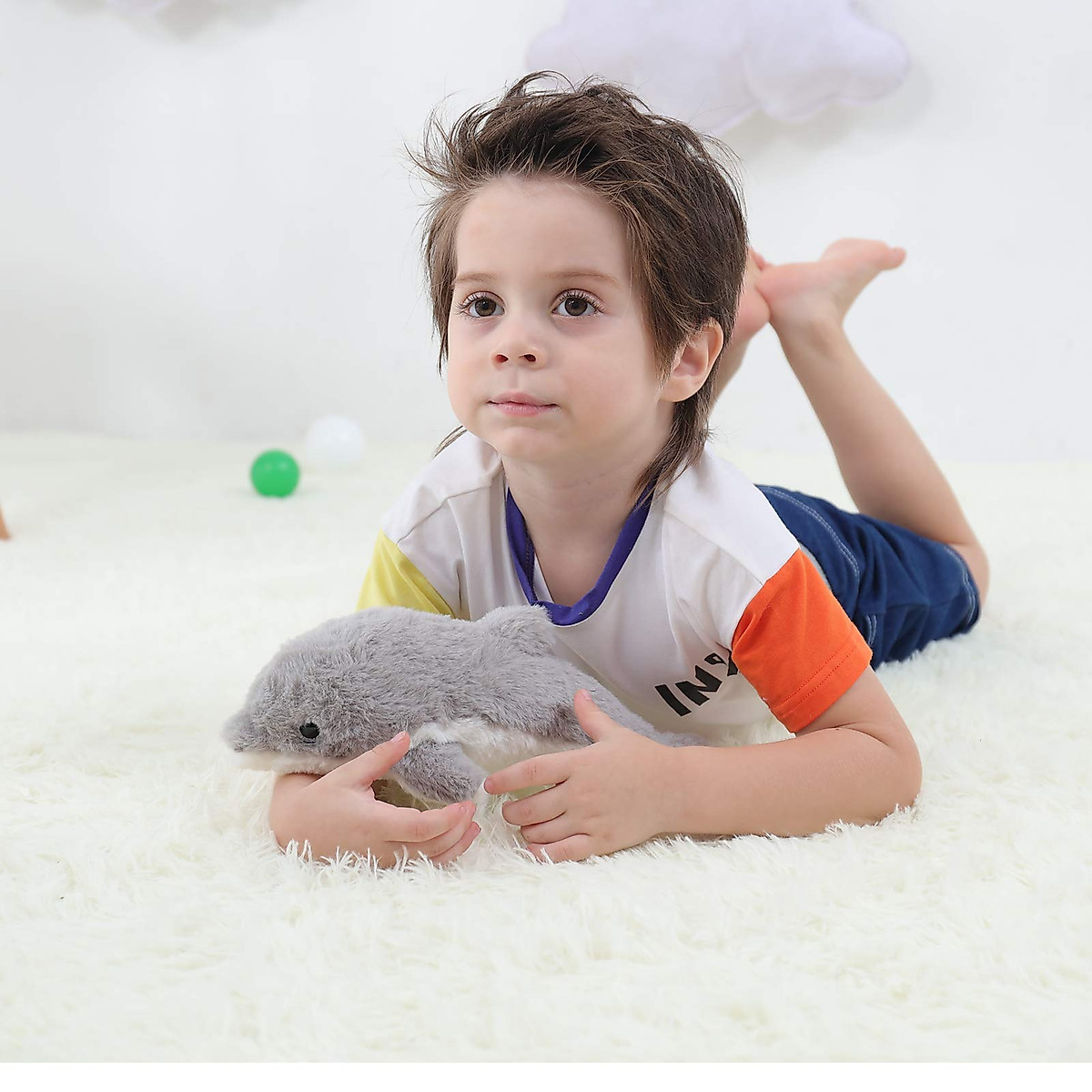 Apricot Lamb Ocean Stuffed Animals Toys Plush Gray Dolphin Sea Animal Soft Cuddly Perfect for Girls Boys (Gray Dolphin, 12 Inches)