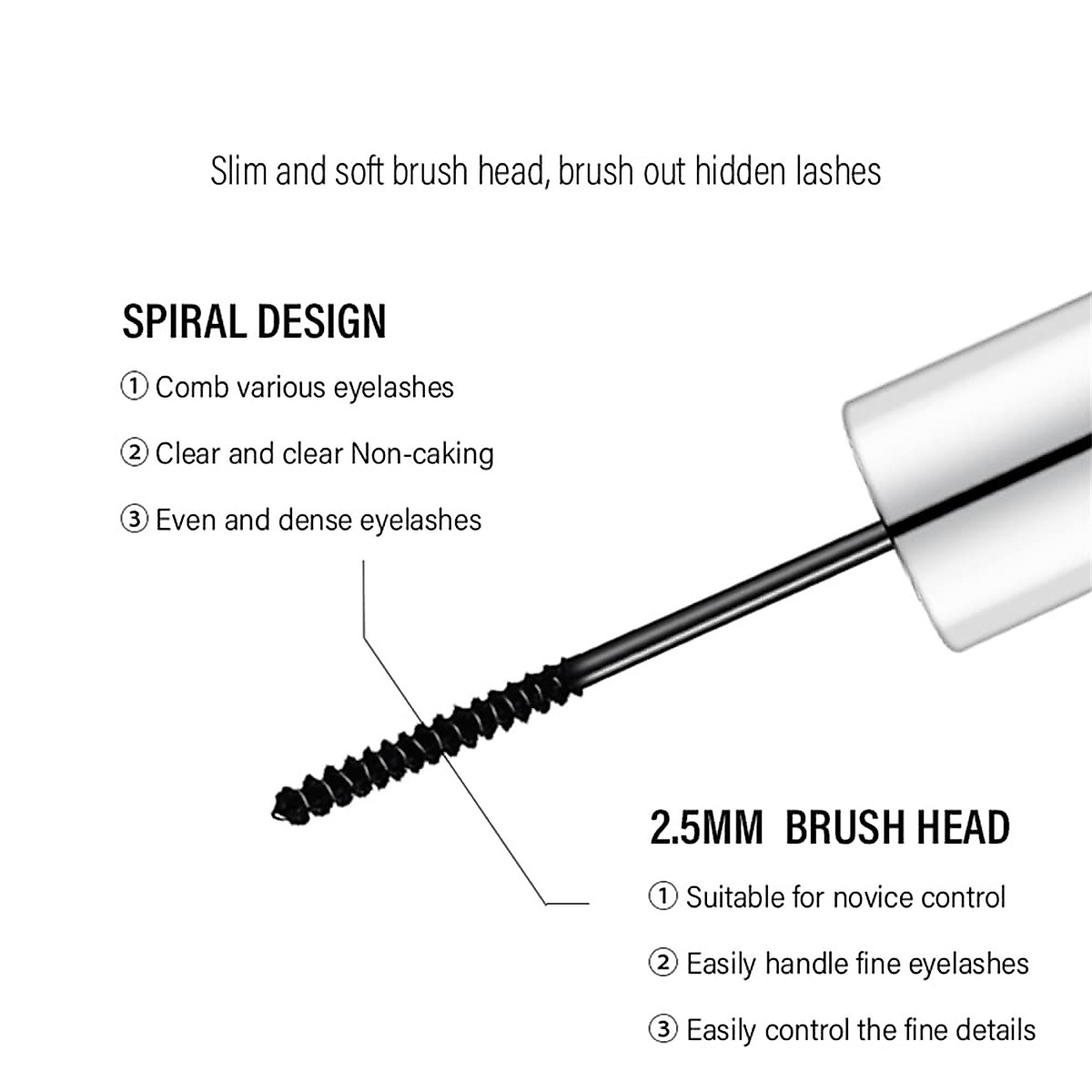 Mini Brush Mascara, For short and sparse eyelashes，Lengthening and Thick, Volume, Long Lasting, Waterproof & Smudge-Proof, All Day Full（1 Pcs）