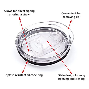 12oz stemless wine tumbler lid replacement (4 Pack)，2.9 inch diameter spill proof，for Sivaphe and Corkcicle Double-wall Stainless Steel Travel Coffee Mug