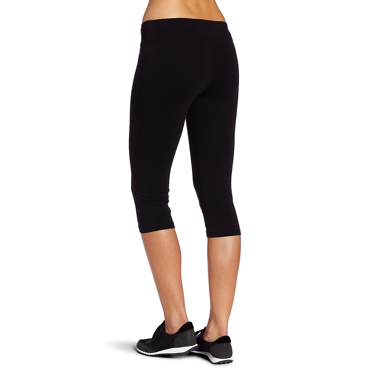 Spalding Women's Essential Capri Legging | Comfortable 4-Way Stretch Athletic Pants | Mid-Waist Black | Medium