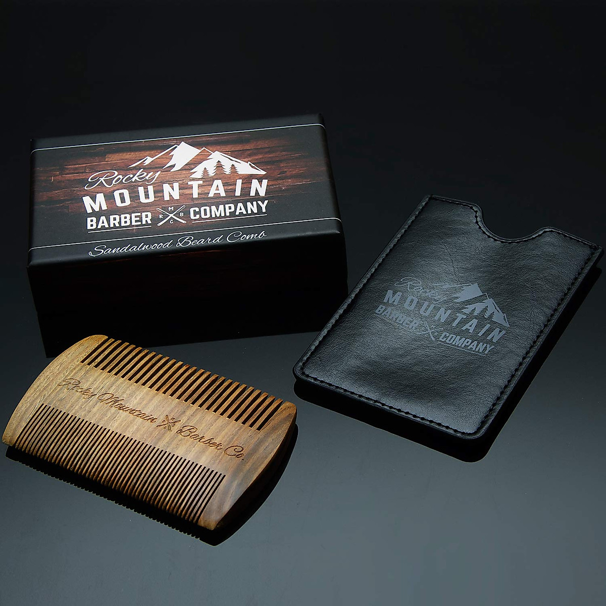 Beard Comb - Natural Sandal Wood for Hair with a Scented Fragrance Smell with Anti-Static & No Snag, Handmade Fine/Medium Tooth Brush Best for Beard & Moustache Packaged in Premium Giftbox