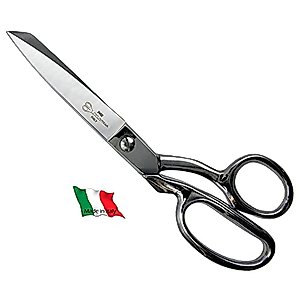 Ultima 8 Inch Dress Maker Scissors – Drop Forged Carbon Steel Dressmaker’s Sheers, Chrome Plated with Bent Handles, Made in Italy