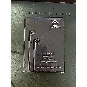 MAS CARNEY 【2 Pack Black+White】 Digital USB Type C Earphones, TI3/TH4 USB C Earbuds,in-Ear Earbud Noise Isolating Pure Sound and Powerful Bass for USB-C Type-c Music Device