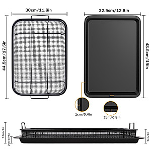 Large Size 19" x 12.8", Air Fryer Basket For Oven, Stainless Steel Air Fryer Tray, Oven Air Fryer Basket Baking Sheet Cookie Sheet Roasting Basket