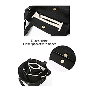 Jeelow Canvas Tote Handbag Crossbody Shoulder Bag With Front Pocket For Men & Women (Cream 2 Way)