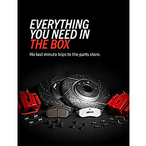 Power Stop Front and Rear KC1782-36 Z36 Truck & Tow Brake Pads and Drilled and Slotted Brake Rotors Brake Kit with Red Powder Coated Calipers For 2005 2006 Ford F250 F350