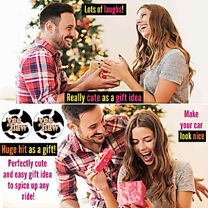 Upnow Pro Funny Car Coasters Cup Holders - 2 Pack, Cow Print Car Accessories Women, Farm Animal, Cute Car Cup Holder Coaster, Absorbent Ceramic Car Coaster Keep Cupholder Clean w/ Cork Base, Set of 2