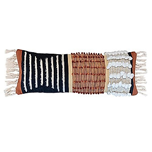 CASA BOHO Lumbar Pillow Mid Century Modern Decor Long Pillow Decorative Lumbar Pillow Bohemian Throw Pillows Boho Throw Pillows Oversized Throw Pillows Boho Throw Pillow Cover Eclectic Fringe Tassels