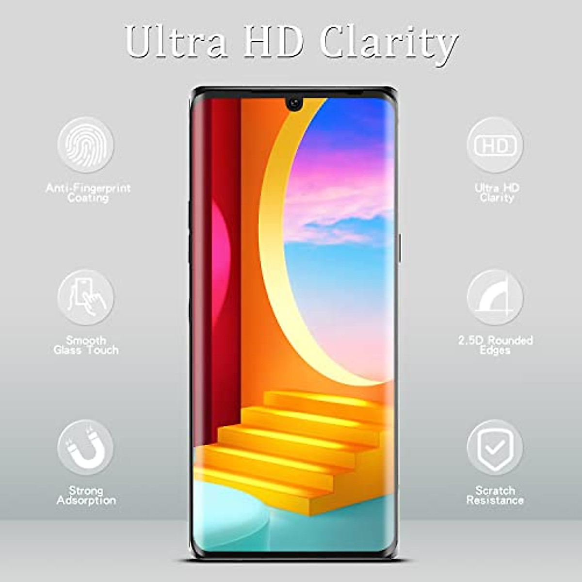 KAREEN [1 Pack for LG Velvet, LG Velvet 5G UW Tempered Glass Screen Protector, Supports Fingerprint Reader, Anti Scratch, 3D Full Coverage, Case Friendly, Bubble Free