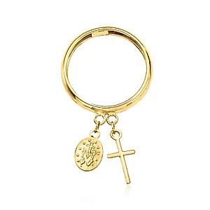 Ross-Simons Italian 14kt Yellow Gold Religious Charm Ring. Size 6