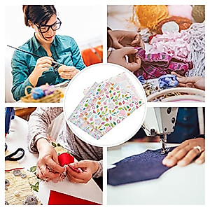 Ciieeo 4 Sheets of Floral Cotton Fabric Flowers Quilting Cloth Spring Square Patchwork DIY Crafts Strip Bundle Farmhouse Fabric Scrap Charm Packs Sewing Supplies for Home