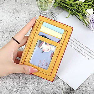 5pcs Women PU Leather Business Card Holders Short Mini Cute Thin Wallets Small Coin Purse Money Bag Cover Organizer Case (E)