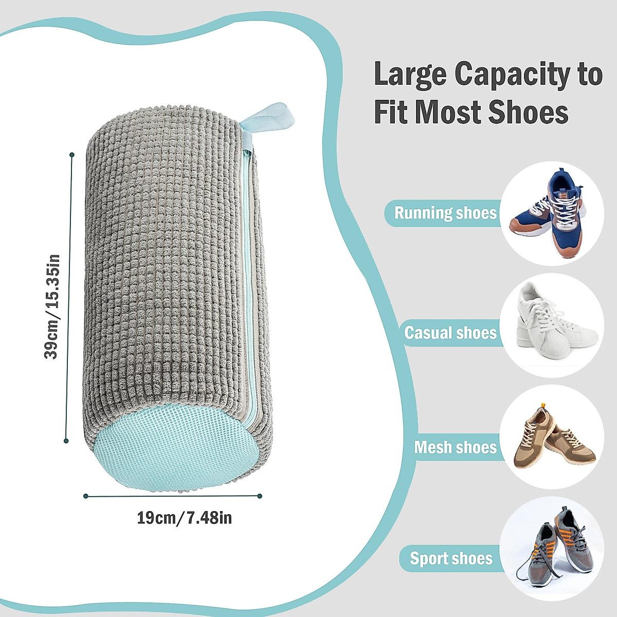 Shoe Washing Machine Bag, 360°All-around Cleaning Shoe Laundry Bag, Upgraded Durable Zippers, 12000+ Fluffy Fibers for Machine Washable Sneakers, Red