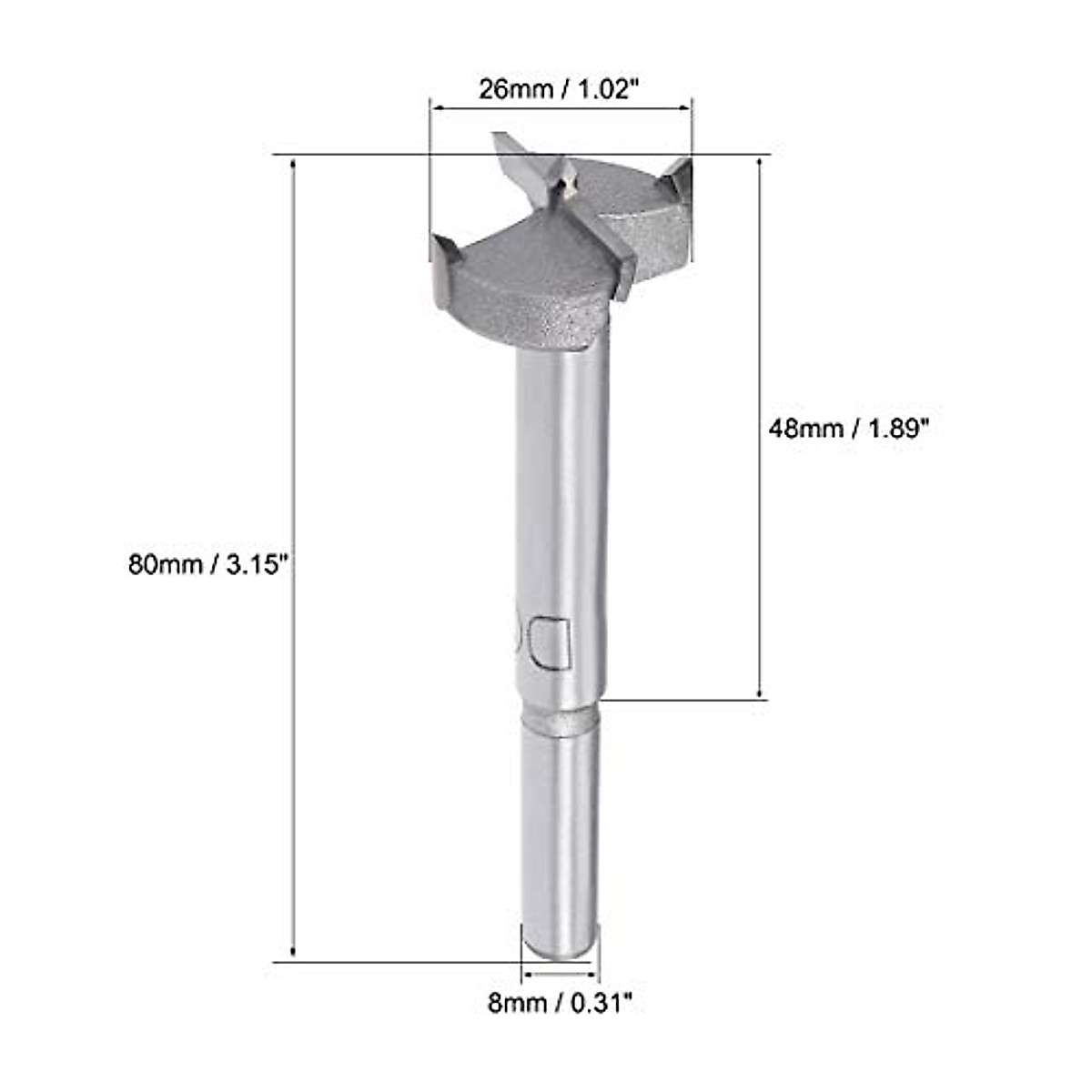 uxcell Forstner Drill Bits 26mm, Tungsten Carbide Wood Hole Saw Auger Opener, Woodworking Hinge Hole Drilling Boring Bit Cutter, 2pcs (Gray)