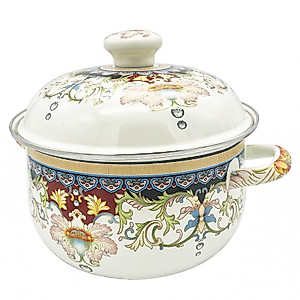 OLYTARU Nonstick Deep Enamel on Steel Stock Pot/Stockpot with Lid, 3 Quart (3L)