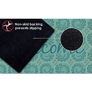 Toland Home Garden 800325 Elegant Ivy Welcome- Teal Welcome Door Mat 18x30 Inch Outdoor Doormat for Entryway Indoor Entrance