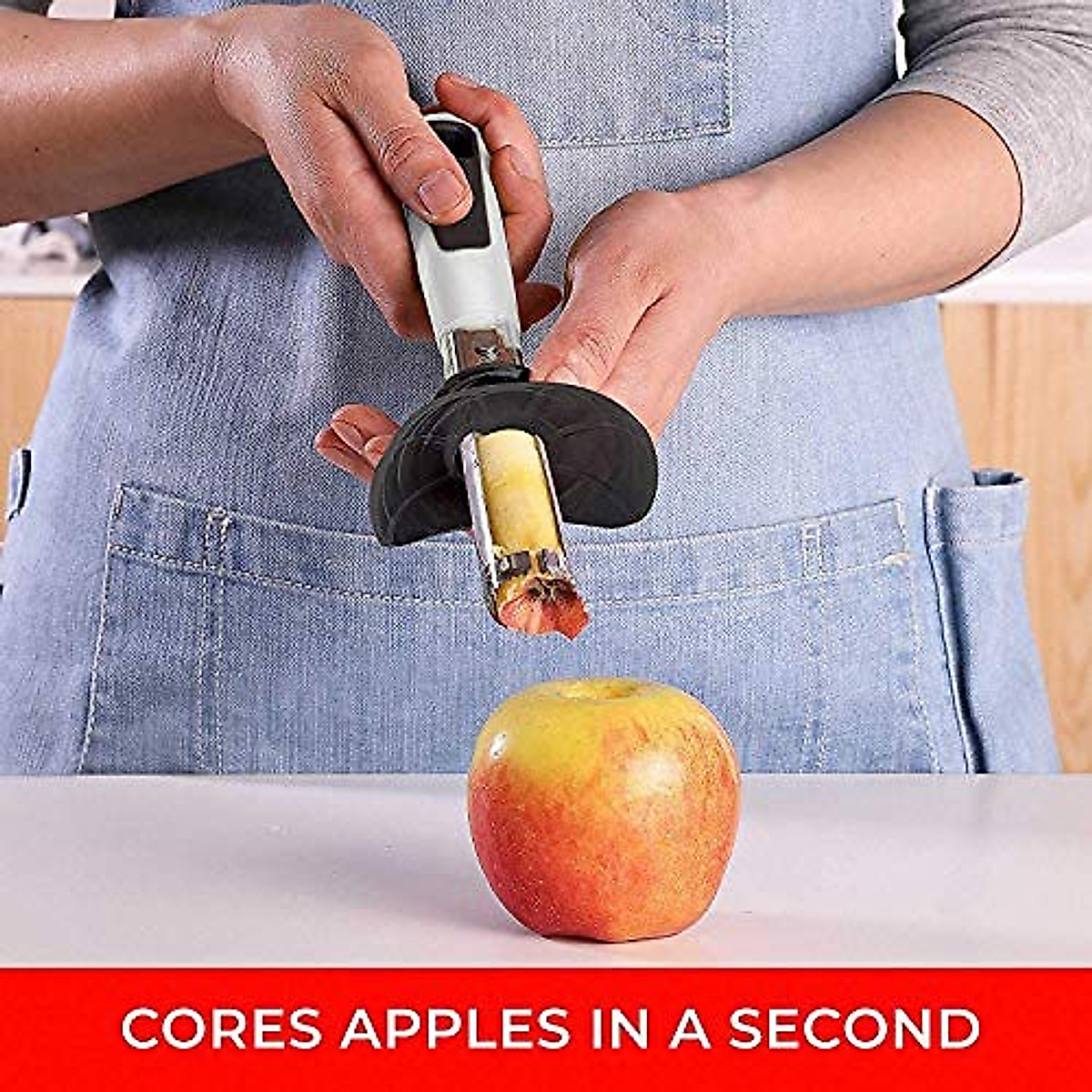 Mueller Premium Apple Corer - Easy to Use and Durable Core Remover for Pears, Bell Peppers, Fuji, Honeycrisp, Gala and Pink Lady Apples even Cupcakes – Surgical Stainless