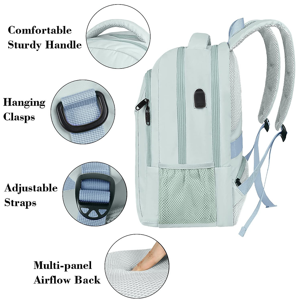 MATEIN Travel Laptop Backpack, Lightweight Anti Theft School Bookbag for Girls Boys and Students with USB Charging Port, Water Resistant 15.6 Inch Computer Bag Sturdy College Daypack Gift for Women