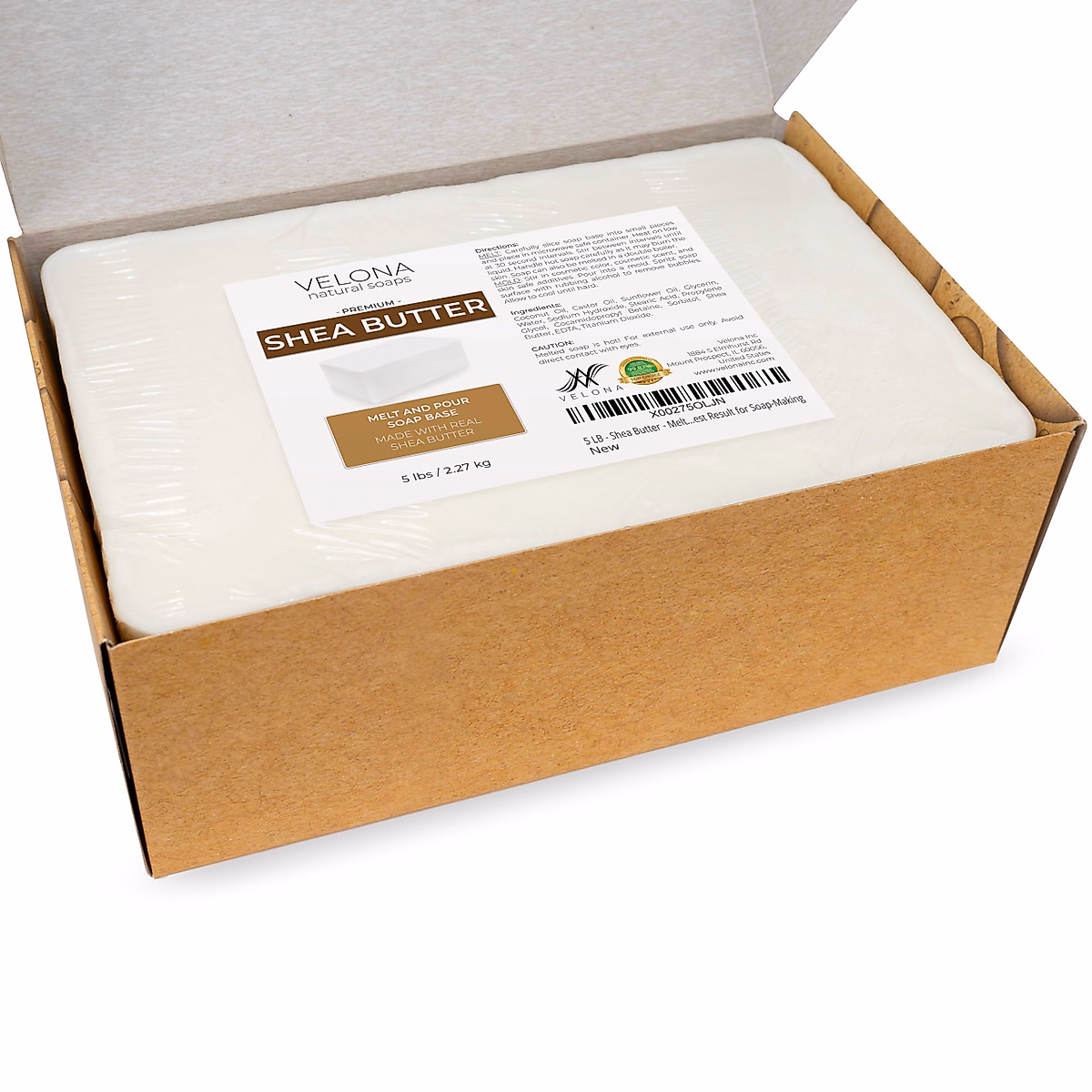 velona 5 LB - Shea Butter - Melt and Pour Soap Base SLS/SLES free | Natural Bars for The Best Result for Soap-Making