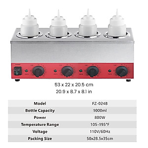 EASYROSE Electric Sauce Warmer Squeeze Bottle Warmer Nacho Cheese Dispenser Warmer, Jam Chocolate Butter Preservation Machine 105-195℉, 110V (4 Grids)