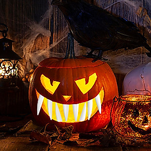 Tlswshsy 32 PCS Halloween Pumpkin Teeth, Spooky Pumpkin Fangs, Jack O Lantern Teeth for Halloween Home Party Decoration School Handicraft Activities