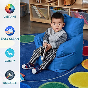 Cali Little Bear Sack Bean Bag Chair, Dirt-Resistant Coated Oxford Fabric, Flexible Seating for Children, Kid's Furniture for Bedrooms, Playrooms, Daycare, Preschool - French Blue (2-Pack)