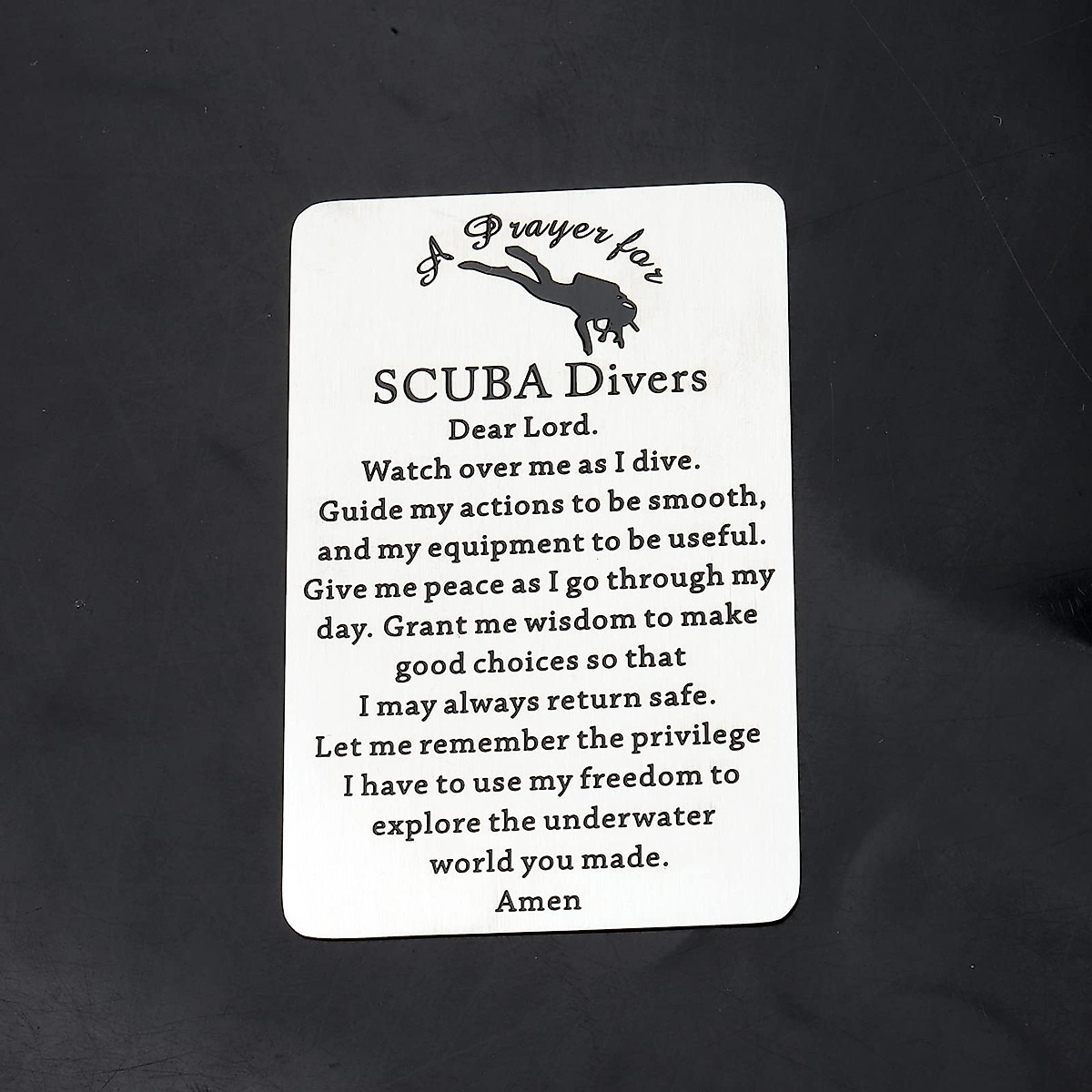 UJIMS Scuba Divers Prayer Wallet Card Insert Scuba Diving Gift Extreme Sports Jewelry for Divers Adventure Metal Wallet Gift for BFF (Scuba Divers Prayer Wallet)