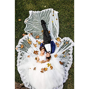 Wedding Veil Bridal Comb Veils Lace Appliques Long Ribbon Edge Cathedral Gift Length 118inch White Hair Pins Barrettes Gift Headband