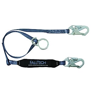 FallTech 82562 ViewPack, Web SAL - Single Leg with 2 Snap Hooks and Tie-Back D-Ring, 6', Blue/Black