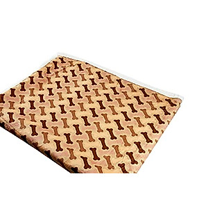 Longrich Flannel Dog Bone Print & Ultra Soft Sherpa Throw Blanket, 60" L X 50" W, Taupe