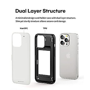 GOOSPERY Magnetic Door Bumper Compatible with iPhone 13 Pro Case, Card Holder Wallet Case, Easy Magnet Auto Closing Protective Dual Layer Sturdy Phone Back Cover - White