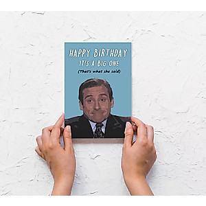 XXDJLP Humor The Office Birthday Cards Gifts for TV Show Fans, Funny Michael Scott Birthday Card for Her Him, Happy Birthday Gift Card for Women Men, Thats What She Said Card