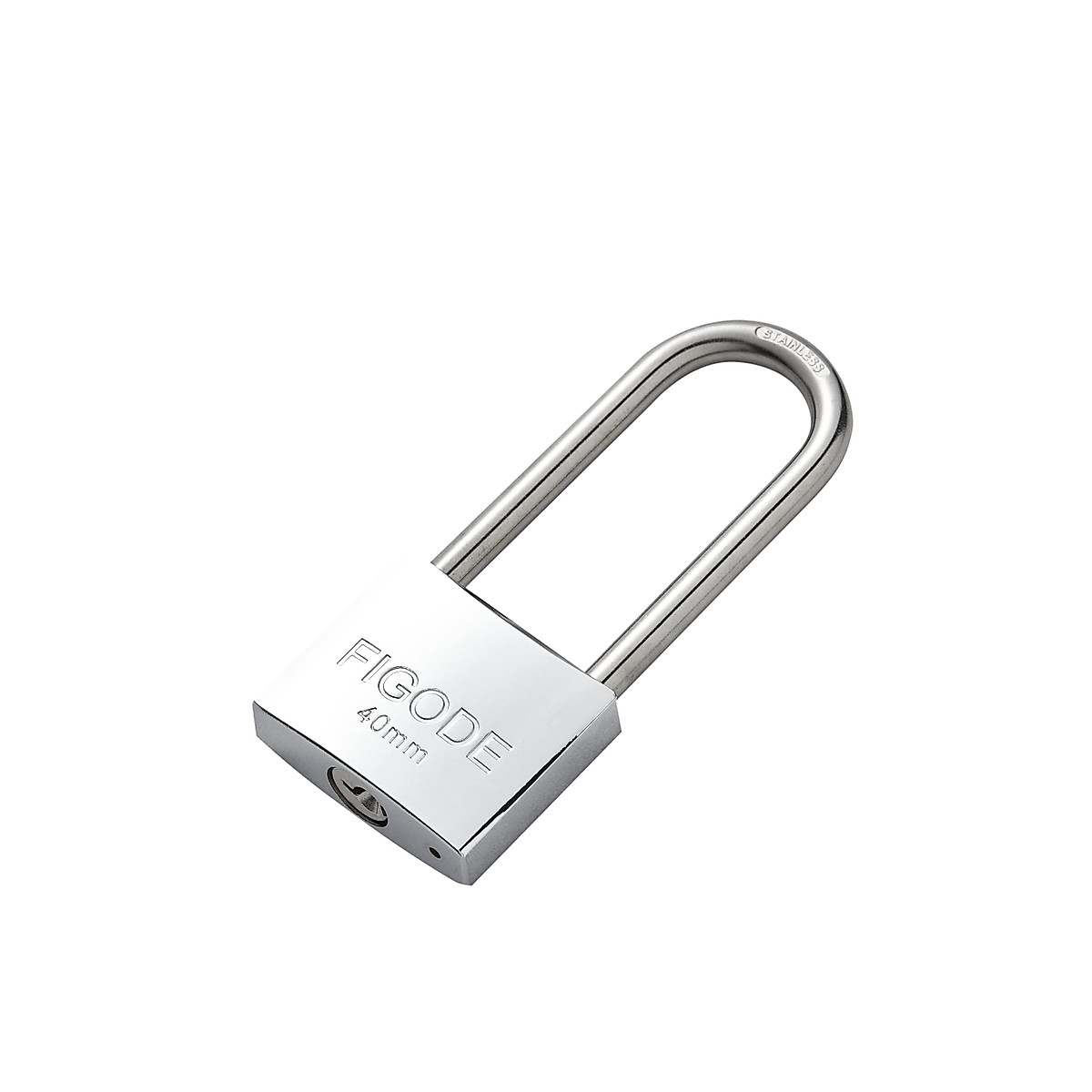 FIGODE® Marine Grade Rustproof Padlock with Stainless Steel Shackle and Chrome Plated Brass Body, Outdoor Padlock Weatherproof, Keyed Different, 2.3 in. Long Shackle, 1 Pack