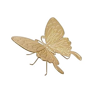 Tricune Gold Butterfly Sculpture - Solid Metal Insect Ornament - Mini Butterfly Figurine for Home, Office, Garden & Desktop Decor
