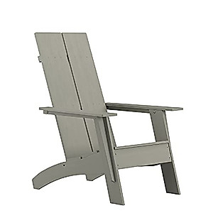 Flash Furniture Sawyer Modern 2-Slat Back Adirondack Chair - Gray All-Weather Poly Resin Lounge Chair