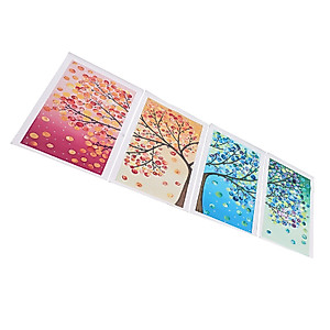 4 Seasons Oil Paintings, Abstract Lucky Tree Oil Paintings Vivid Fashion Colorful Wall Art for Hotel for Living Room for Kitchen for Bar