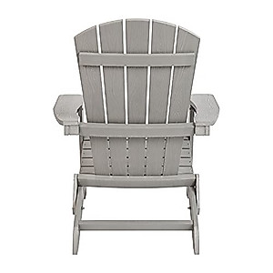 Flash Furniture Charlestown Commercial Folding Adirondack Chair - Gray - Poly Resin - Indoor/Outdoor - Weather Resistant