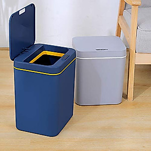 Hemoton Automatic Trash Can Motion Sensor Kitchen Garbage Bin Touchless for Bedroom Bathroom 16L Blue