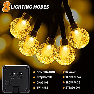 240LED String Lights Outdoor Waterproof for Patio Decor, 8Mode Globe Solar Powered , LED Fairy Lights for Tree Balcony Decorations Warm White 2Pack