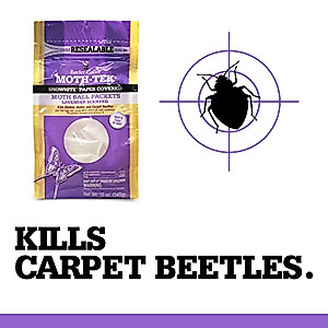 Reefer-Galler Moth-Tek Lavender-Scented Moth Ball Packets - 12 oz - Snowhite Paper Covered Moth Ball Packet for Closets, Drawers, and More