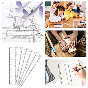 6Pcs 6 inch Ruler Clear Plastic Ruler Plastic Ruler Drafting Tools, Straight Shatterproof Rulers Transparent Rulers for Office Supply Ruler (Clear)