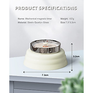 Tiergrade Kitchen Timer, Reminder Timer 360 Degree Rotating Mechanical Timer, Visual Timer Back Countdown Kitchen Timer Fridge Magnetic for Cooking, Learning (Beige)