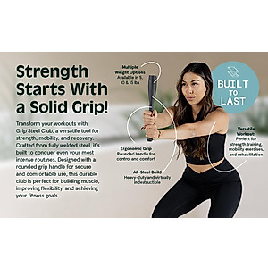 Retrospec Steel Club SC- 5lb for Men & Women's Strength Training & Full Body Workouts , Matte Black