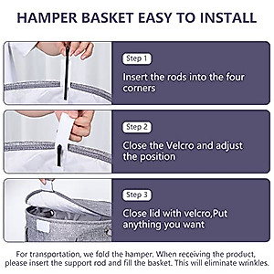 NARUNDREN Laundry Basket with Lid, 70L Round Collapsible Laundry Hamper with Handles, Freestanding Dirty Clothes Hamper Waterproof Lining for Bathroom, Laundry Room Organization Storage (Dark Grey)