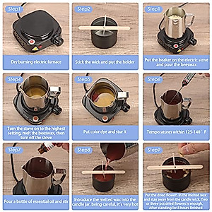 Complete Candle Making Kit with Wax Melter, Making Supplies,DIY Arts&Crafts Gift for Kids,Beginners,Adults,Including 500w Electronic Stove,Wicks,Rich Scents,Dyes,Melting Pot,Candle tins