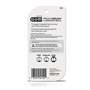 GUM Proxabrush Go-Betweens Refills - Wide - Compatible with GUM Permanent Handle - Reusable Interdental Brushes - Soft Bristled Dental Picks, 16ct