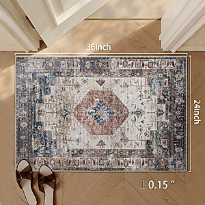 2 Pcs Washable Indoor Doormat,Non Slip Retro Floor Mat 24" x 36" Area Rug Absorbent Entrance Rug Distressed Front Door Mat,Welcome Mats Entryway Rug Doormats for Kitchen Home Patio