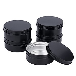 BENECREAT 5 Packs 8oz Matte Large Black Aluminum Tin Can Round Metal Tins with Screw Lid for Spices, Candies Tea and Chrismas Treat