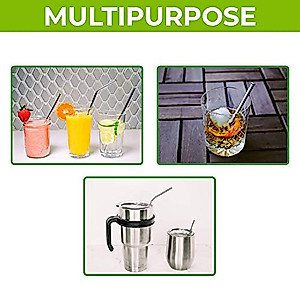 The Finest Pack of 5 Reusable Stainless Steel Straws with Case, BPA Free Metal Straws for Drinking cold Coffee, Beverages and Smoothies